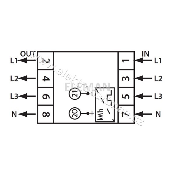 elektroměr modulový DTS 353-L 80A, 4,5mod. LCD 3fáz. 1tarif, podružný